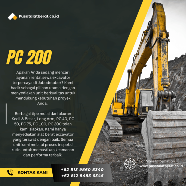 Harga Sewa Excavator PC 200 Murah Per Jam 2026